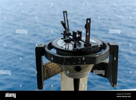 Azimuth Ring On Gyro Compass Direction Finder On The Navigational Bridge Azimuth Vane Bearing