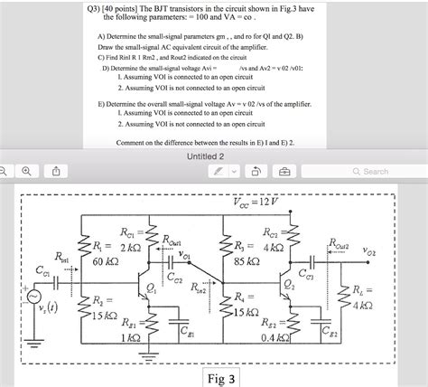 Solved The BJT Transistors In The Circuit Shown In Fig Chegg Com