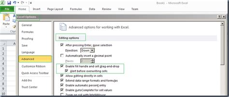 Enable Auto Fill Options In Excel Via Enable Fill Handle And Cell Drag And Drop Setting