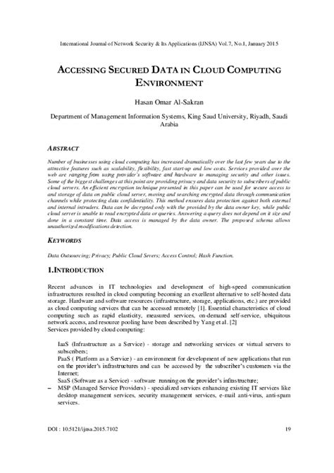 Pdf Accessing Secured Data In Cloud Computing Environment