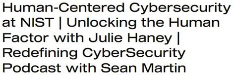 Human Centered Cybersecurity Csrc