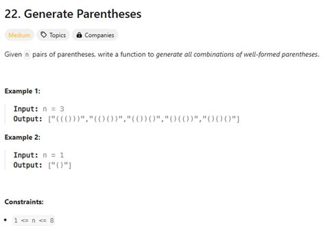 LeetCode Generate Parentheses