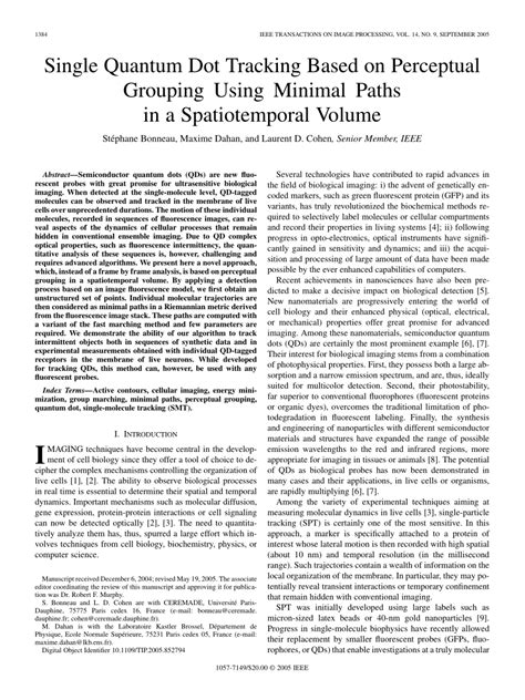 Pdf Single Quantum Dot Tracking Based On Perceptual Grouping Using Minimal Paths In A
