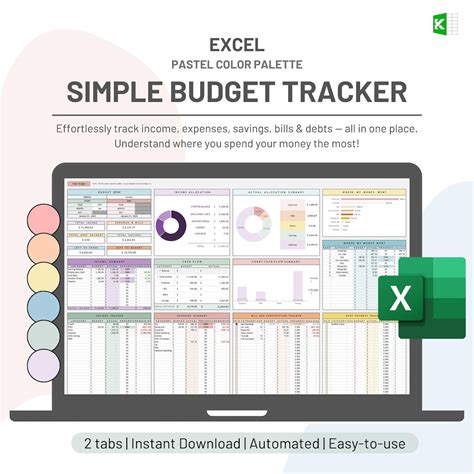 Simple Budget Tracker Excel Template For Personal Finance Digital