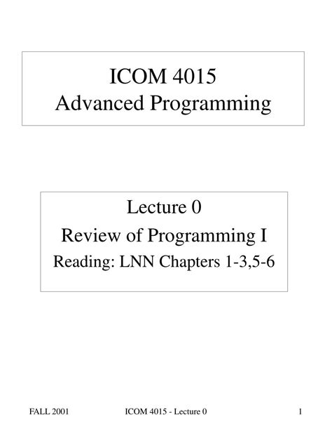 Ppt Icom 4015 Advanced Programming Powerpoint Presentation Free