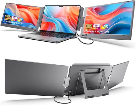 Kyy Triple Portable Monitor For Laptop 14 Fhd 1080p Usb