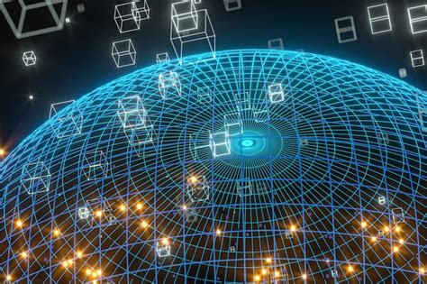 Premium Photo Data Lines And Earth Modelglowing Lines And Cubes3d Rendering