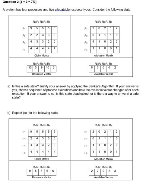 Text Question 2 43 7 A System Has Four Processes And Five