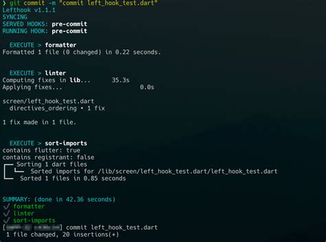 【flutter】linterとformatter、そしてlefthook