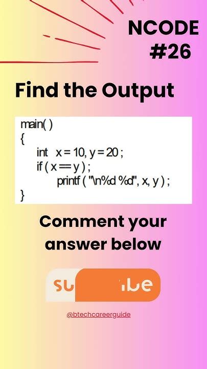 Ncode 26 Find The Output Comment Your Answer Below Coding