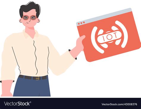 Guy Holds The Iot Logo In His Hands Iot Royalty Free Vector