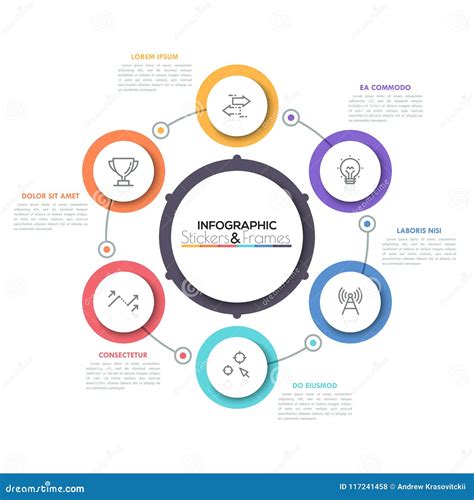 Central Circle With Rounded Elements Infographic Flowchart Template Structure Visualization