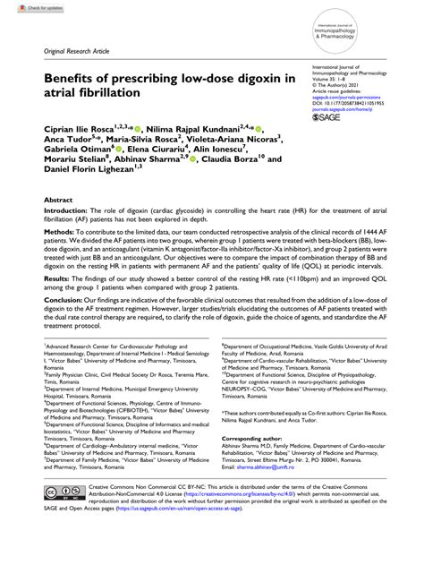PDF Benefits Of Prescribing Low Dose Digoxin In Atrial Fibrillation