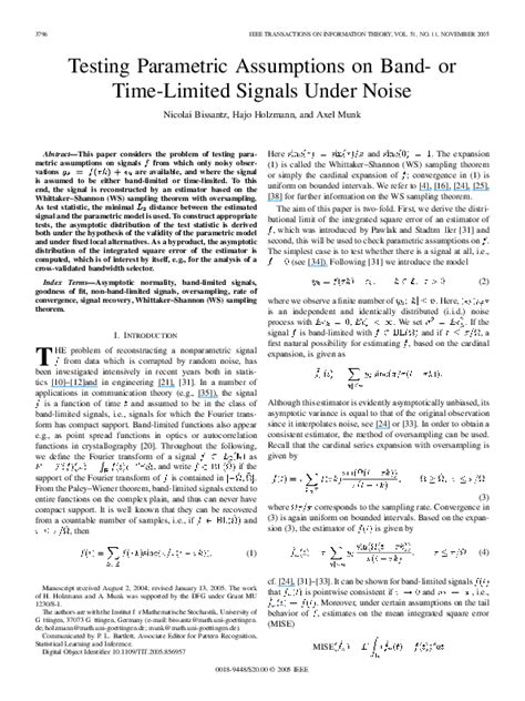 Pdf Testing Parametric Assumptions On Band Or Time Limited Signals