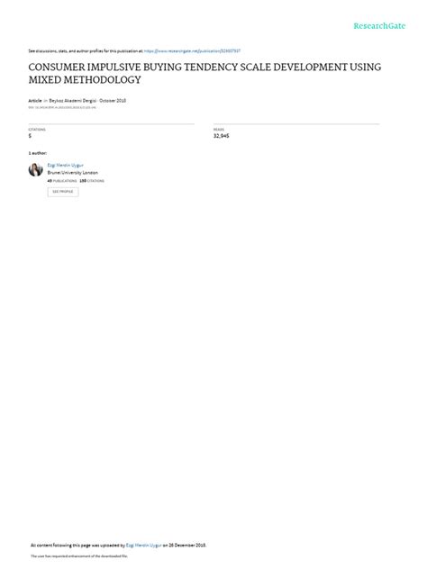 Consumer Impulsive Buying Tendency Scale Development Using Mixed Methodology Pdf Validity