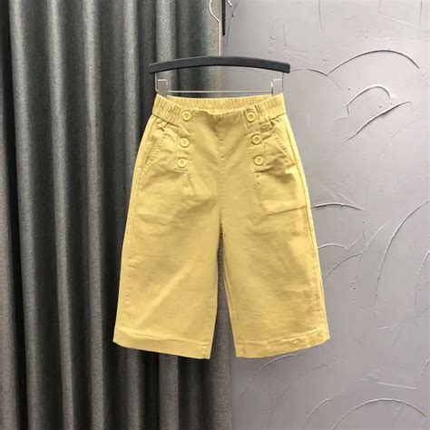 높은 허리 루스 캐주얼 카프리 스트레이트 짧은 Femme 청바지 여성 여름 무릎 길이 와이드 레그 블랙 반바지 여성 의류