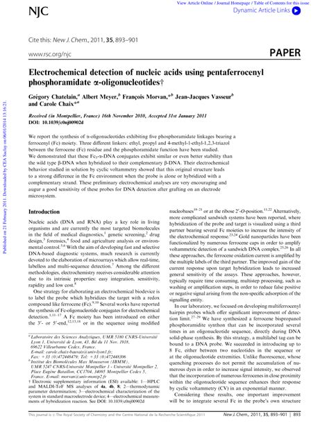 Pdf Pentaferocenyl Phosphoramidate Oligonucleotides For Electrochemical Detection Of