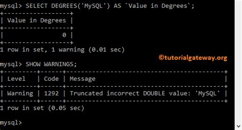 Mysql Degrees Function