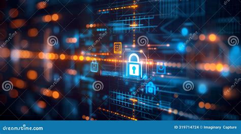 A Computer Screen With A Blue Background And A Blue Lock Symbol Digital Backdround Ideal For