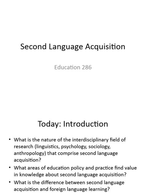 second language acquisition pdf second language acquisition