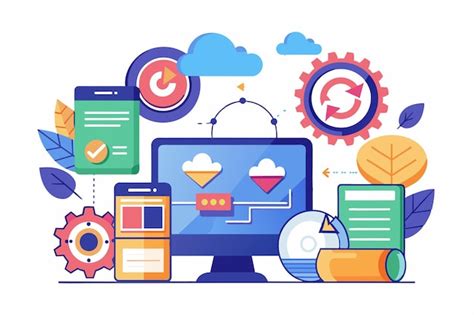 a vibrant graphic illustrating the synchronization of devices with