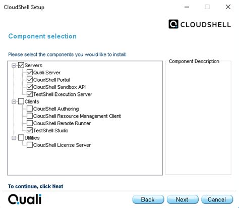 Select The Cloudshell Components To Install Cloudshell Help