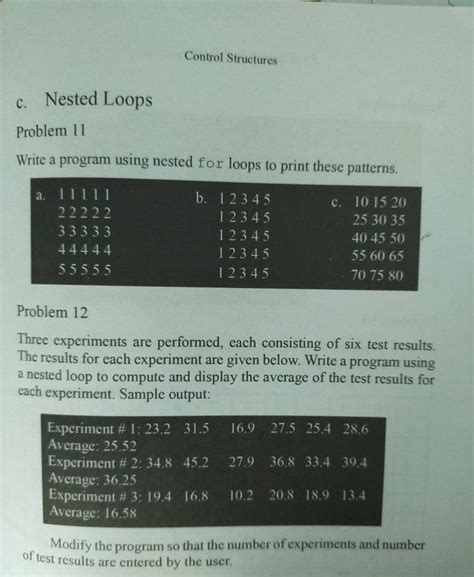 Solved Control Structures C Nested Loops Problem 11 Write A