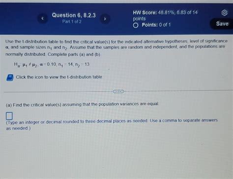 Solved Use the t-distribution table to find the critical | Chegg.com