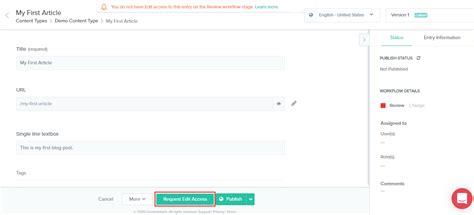 Send An Entry For Edit Access Approval