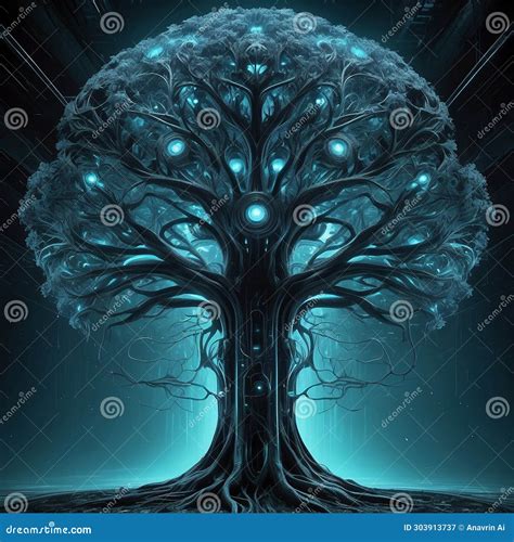 A Mesmerizing Scifi Tech Savvy Binary Tree Entity Ai Generated Stock Illustration