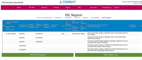 Persons With Significant Control Cch Software User Documentation