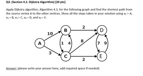 Solved Apply Dijkstra Algorithm Algorithm 43 For The