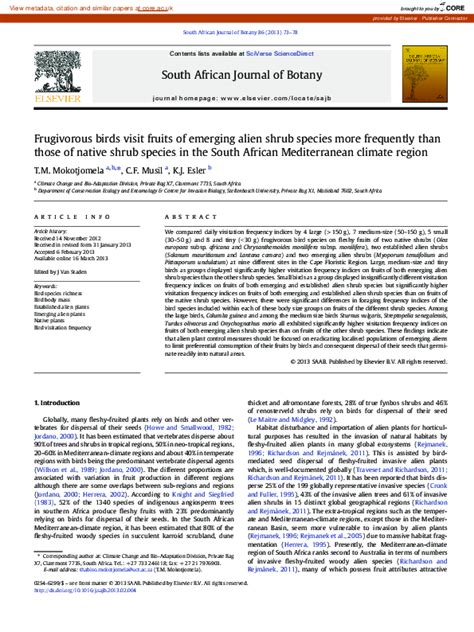 Pdf Frugivorous Birds Visit Fruits Of Emerging Alien Shrub Species More Frequently Than Those