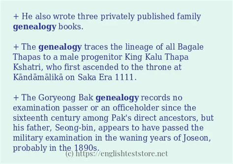 Example Uses In Sentence Of Genealogy Englishteststore Blog