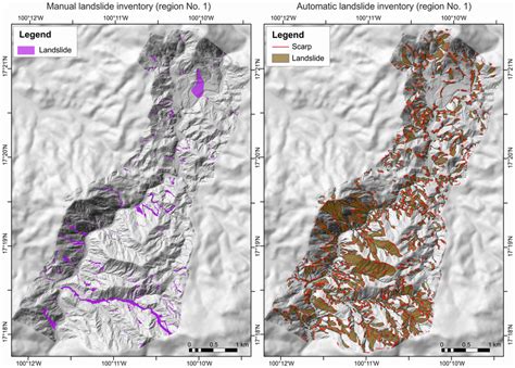 landslides identified in region no 1 using two approaches including