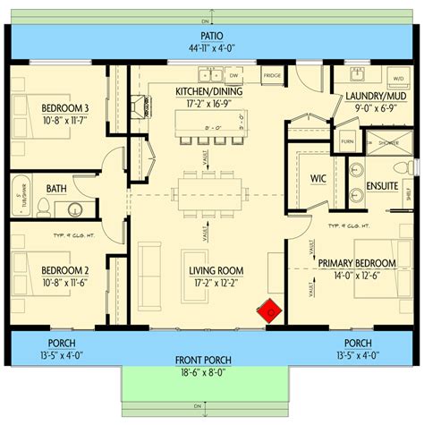 3 Bed Contemporary Cottage Plan With Vaulted Living Area 270059af