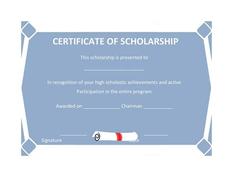 Sample Scholarship Certificate