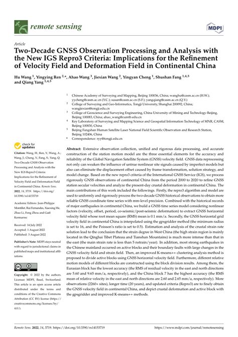 Pdf Two Decade Gnss Observation Processing And Analysis With The New Igs Repro3 Criteria
