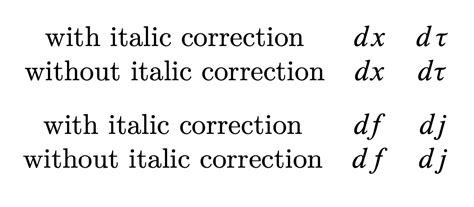 Mtpro Spacing Of Italic Differential D In Mtpro2 Tex Latex Stack