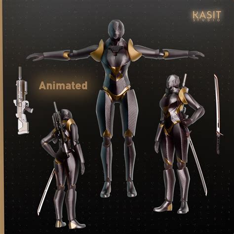 Girl Exo Armor Riged V5 Sci Fi Characters Models Blenderkit