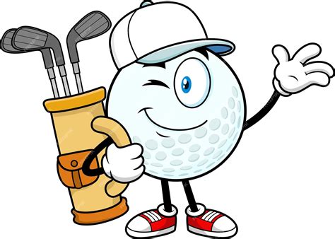 Premium Vector Smiling Golf Ball Cartoon Character Holding Golf Bag