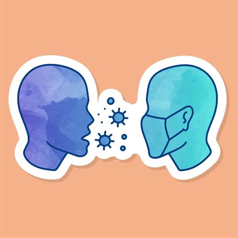 Masked Man And Sick Man Icon Face Mask Protection Color Sticker
