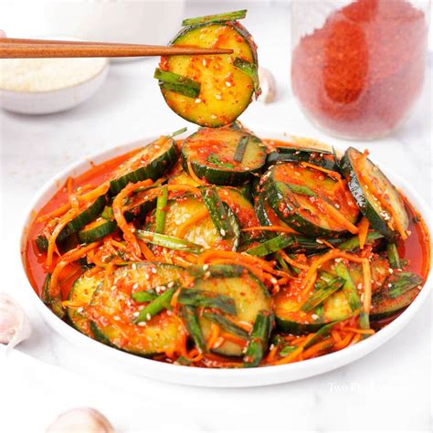 Quick Cucumber Kimchi Oi Kimchi Two Plaid Aprons