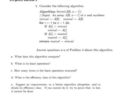 Solved Consider The Following Algorithm Algorithm Secret Chegg