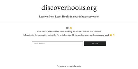 Fresh React Hooks In Your Inbox Every Week Rreactjs