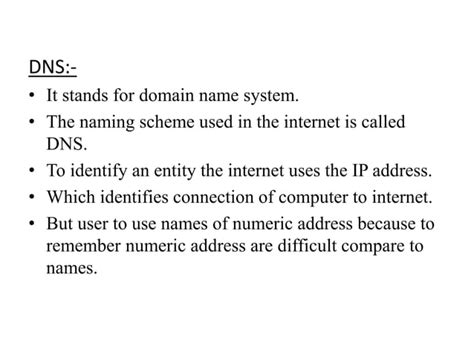 Domain Name System PPTX Web Hosting Internet