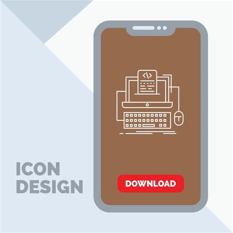 Code Coding Computer Monoblock Screen Line Icon In Mobile For