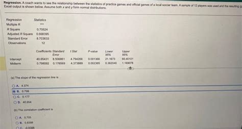 Solved Regression A Coach Wants To See The Relationship
