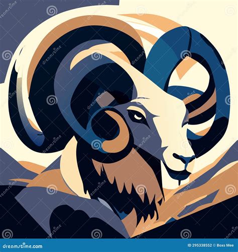 Vector Illustration Of Head Of A Ram In A Hat With Horns Generative Ai Stock Vector