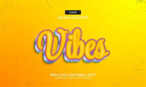 Premium Vector Design Editable Text Effect Vibes 3d Vector Illustration